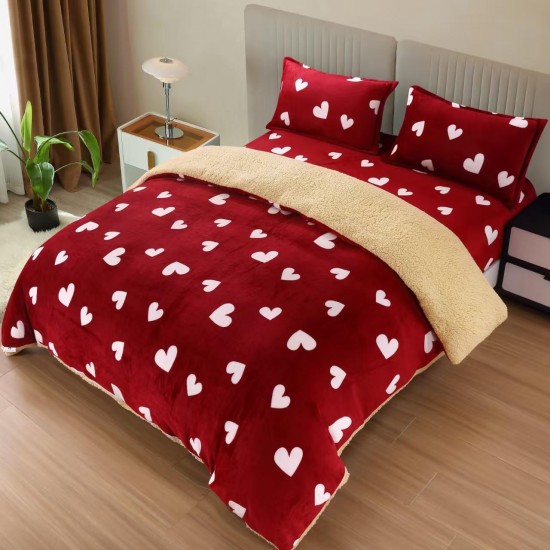 Set Lenjerie Cocolino 4 Piese cu Blăniță și Elastic – Model Inimi Roșii ...